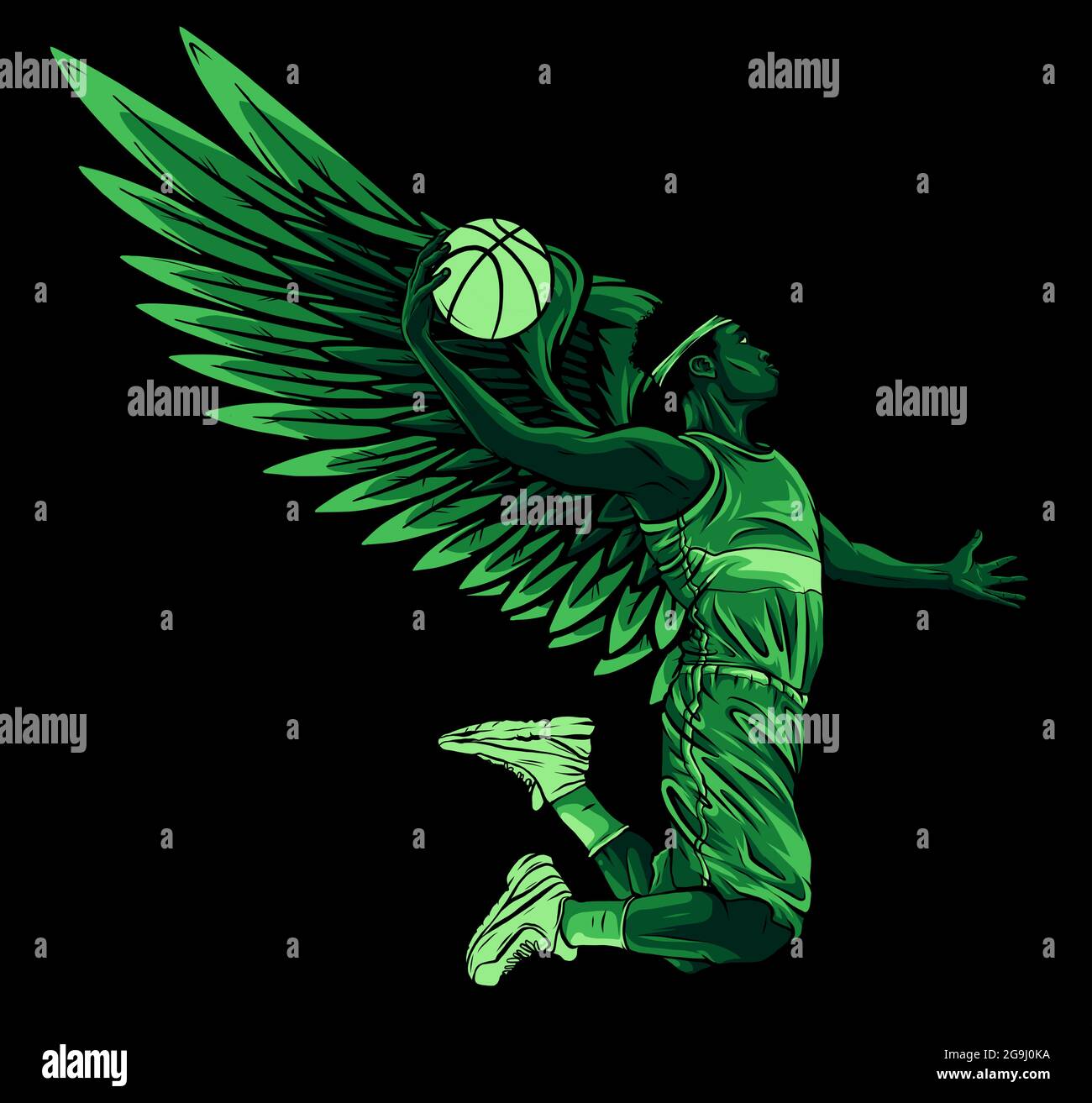 Basketball player with wing and ball vector Stock Vector Image & Art ...