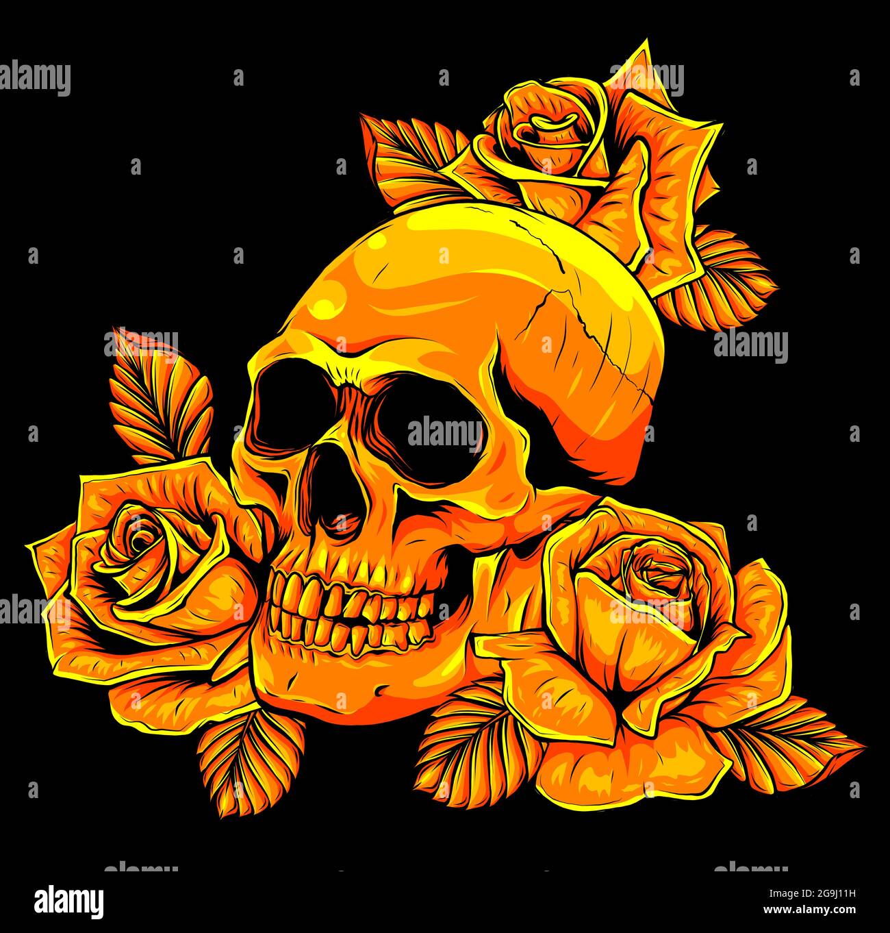A human skulls with roses vector illustration Stock Vector Image & Art ...