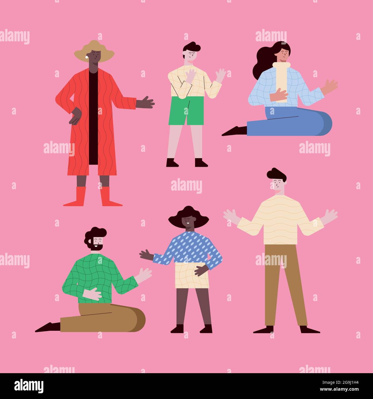 Women and men cartoons on pink background Stock Vector Image & Art - Alamy