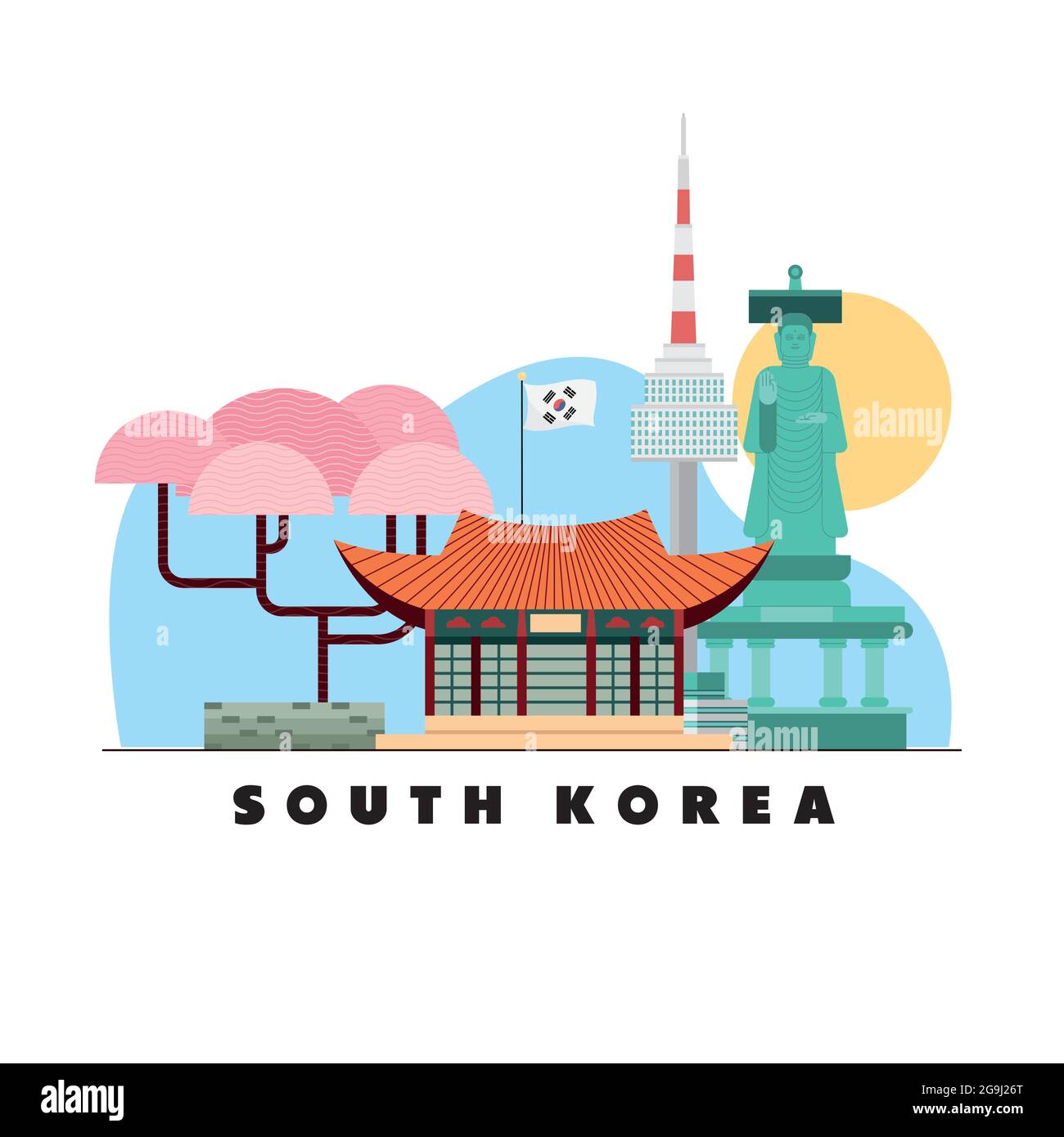 south korean tree house statue on white background Stock Vector Image ...