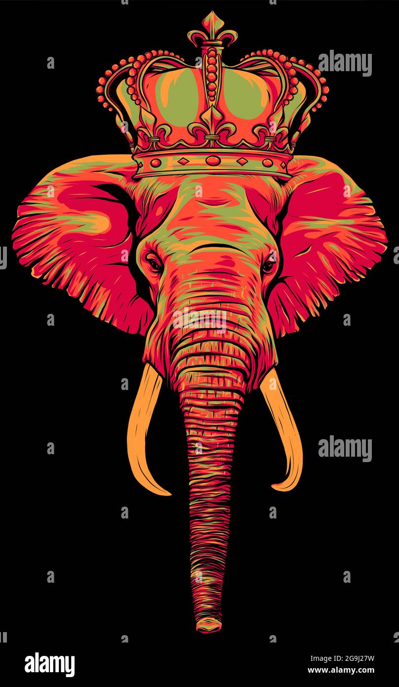 head elephant king animal artwork vector illustration Stock Vector ...
