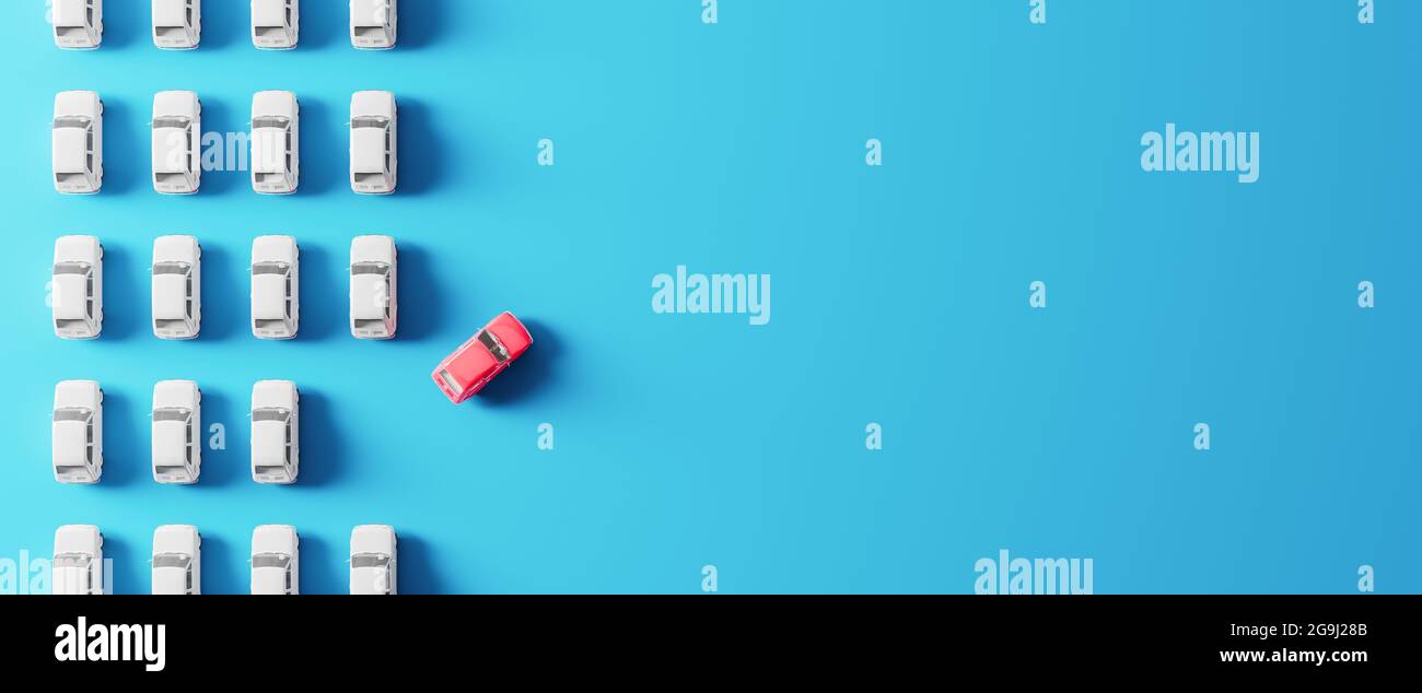 Think differently and be different concept. Red car goes the other way ...