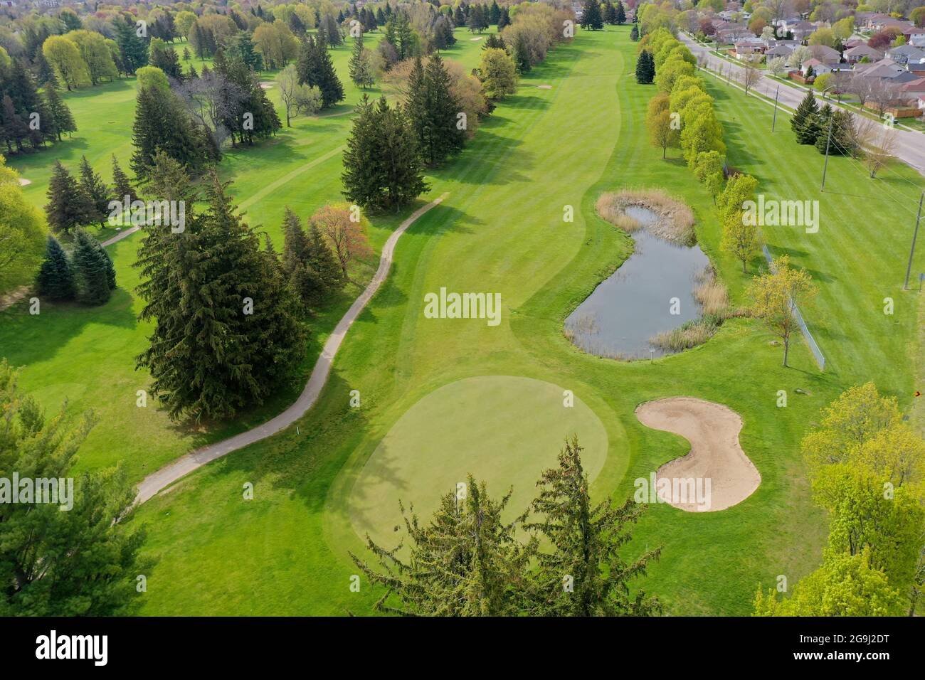 An aerial view over a golf course Stock Photo - Alamy