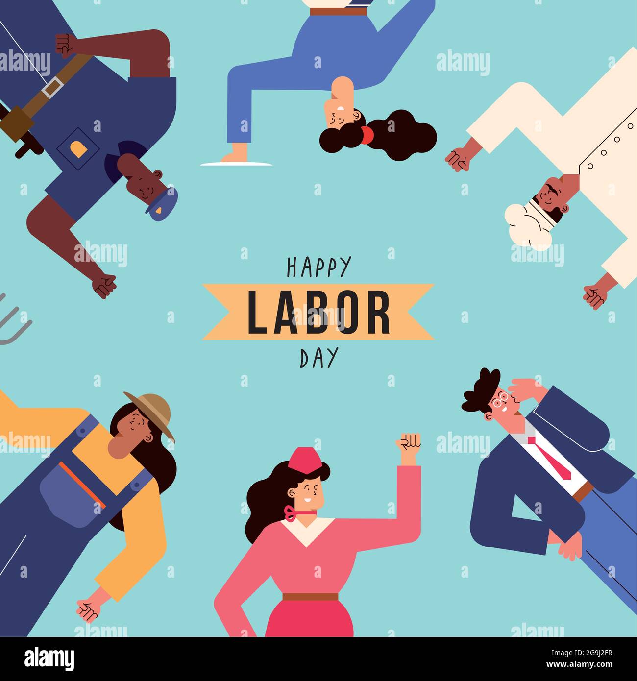 labor day with professionals workers around Stock Vector Image & Art ...