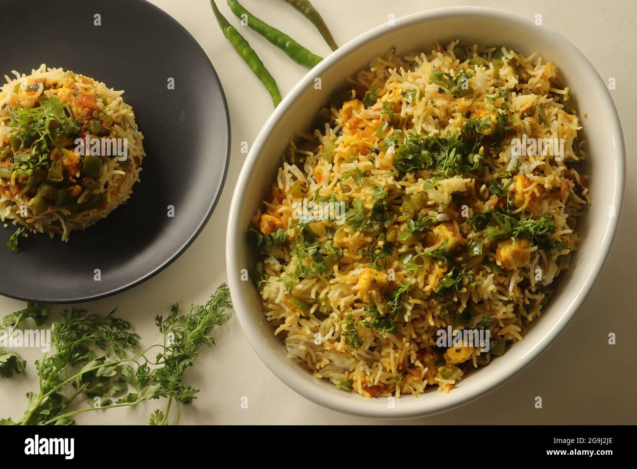 Steamed basmati rice tossed with a semi dry gravy of cottage cheese and ...