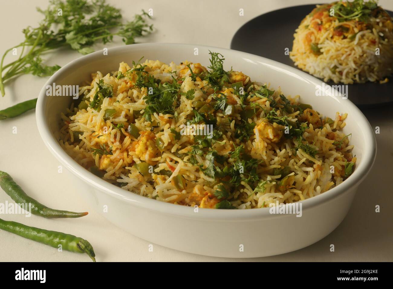Steamed basmati rice tossed with a semi dry gravy of cottage cheese and ...