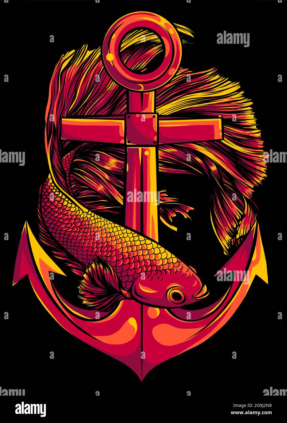 fish around the anchor vector illustration design Stock Vector Image ...