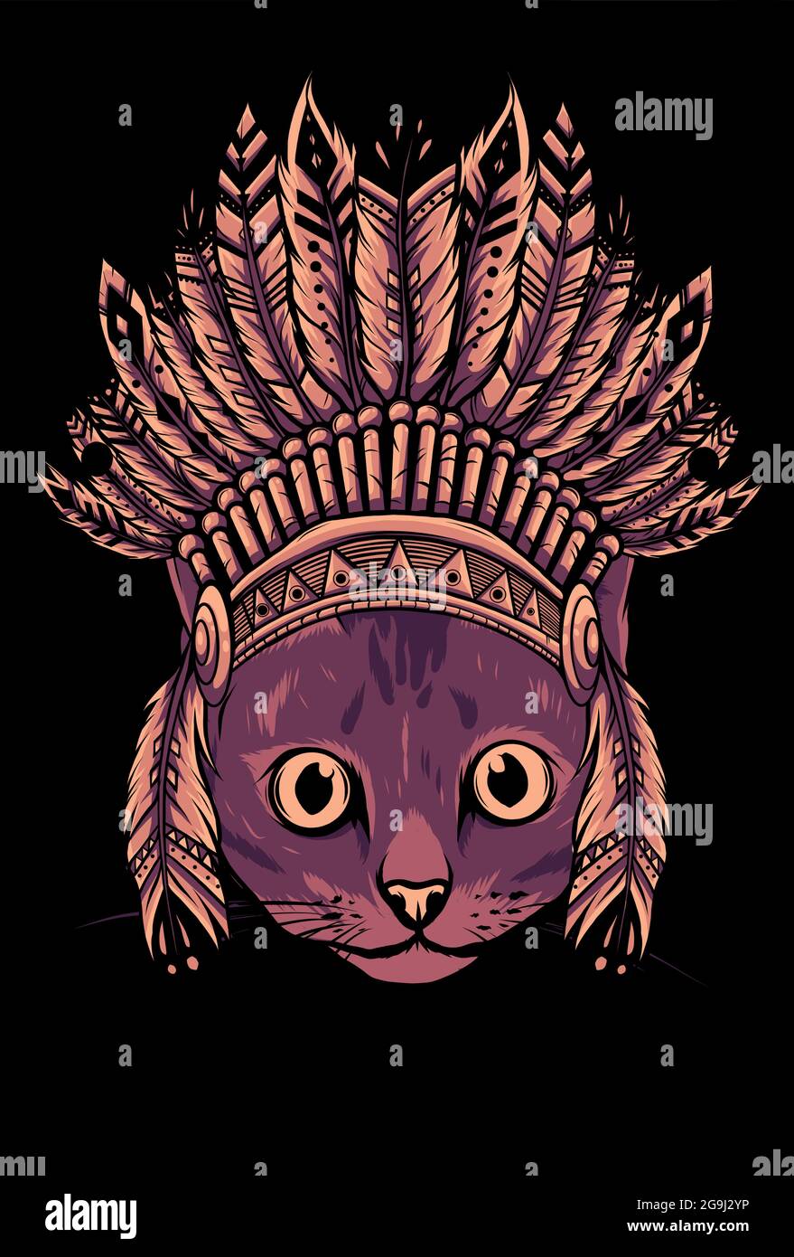 head of Cat with indian hat vector Stock Vector Image & Art - Alamy