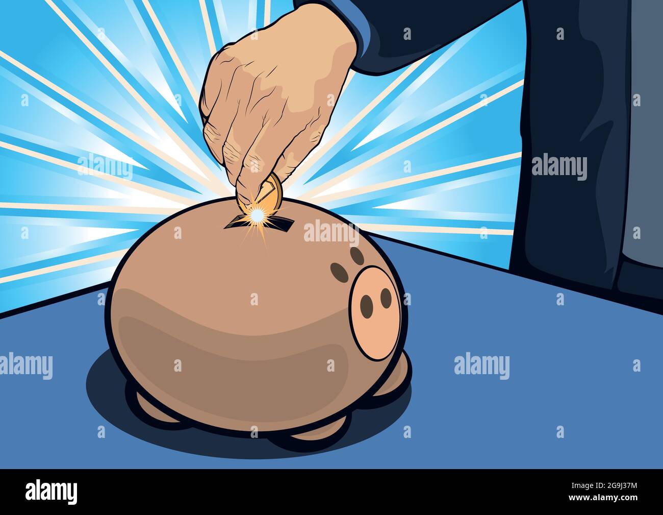 Piggy bank coin golden Stock Vector Images - Alamy
