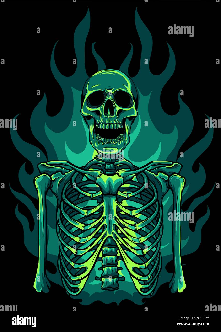 vector illustration of skeleton in flame design Stock Vector Image ...