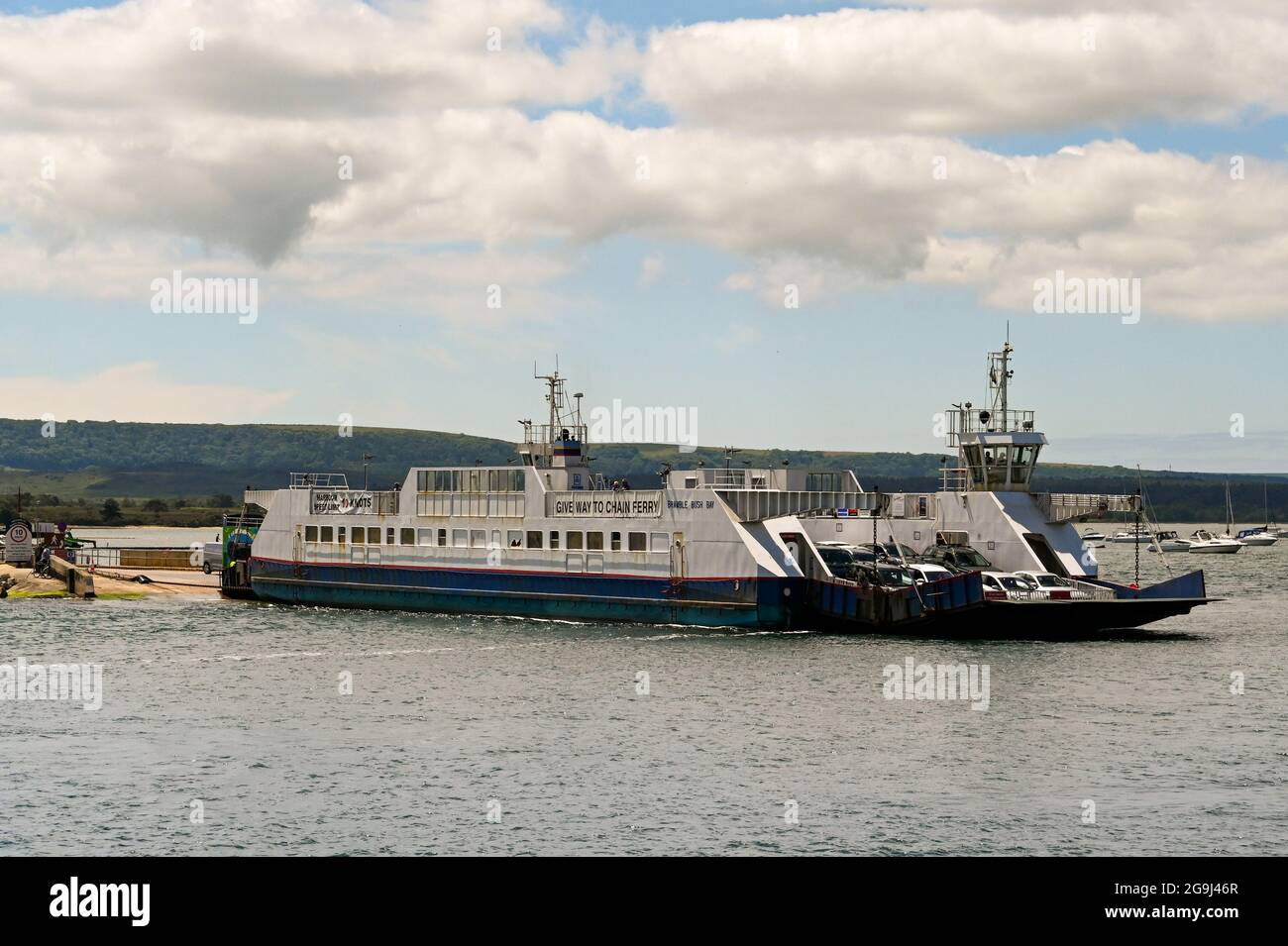 Poole, Dorset, England - June 2021: Chain ferry which crosses the ...