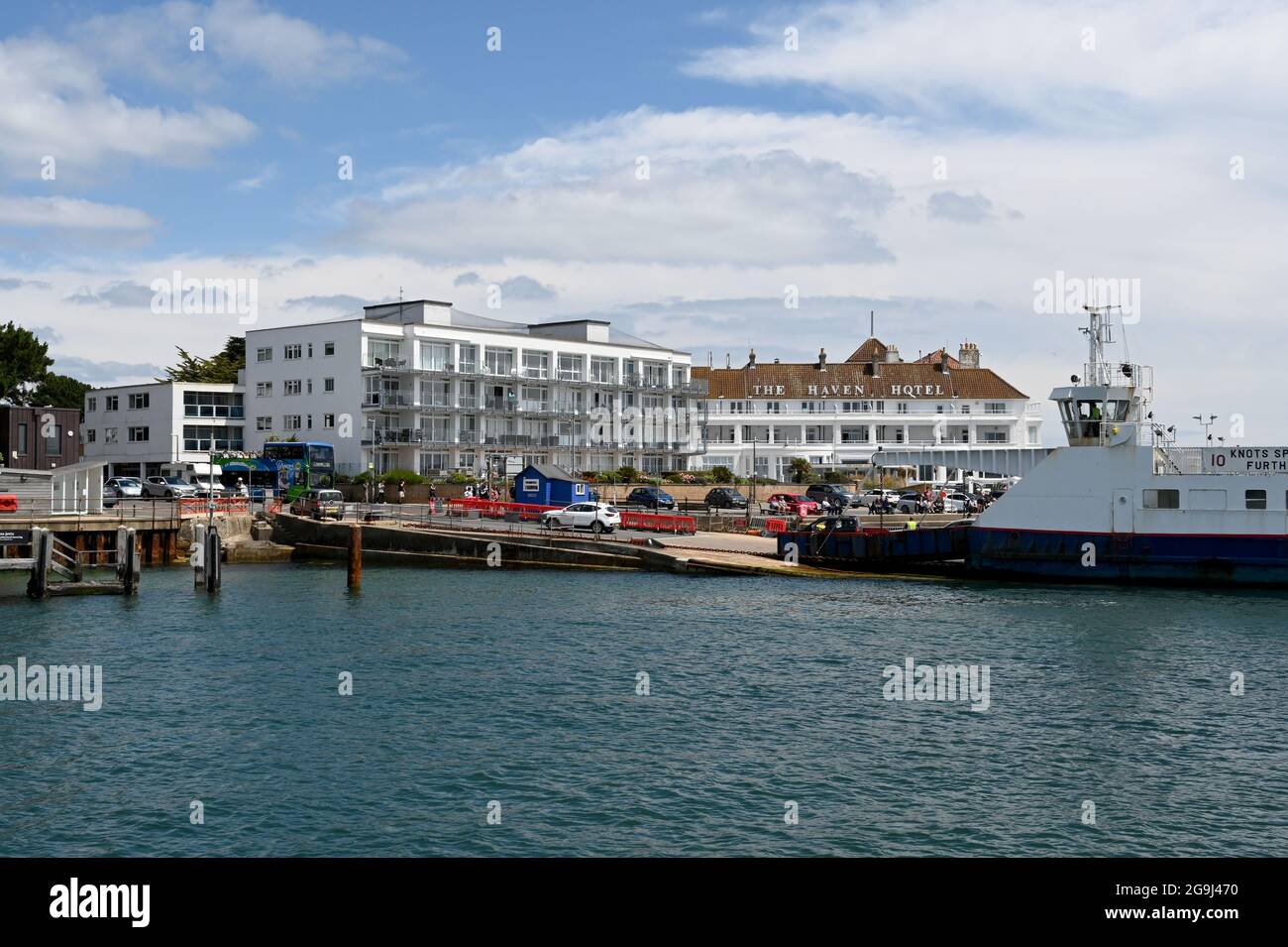 Poole, Dorset, England - June 2021: Chain ferry which crosses the ...