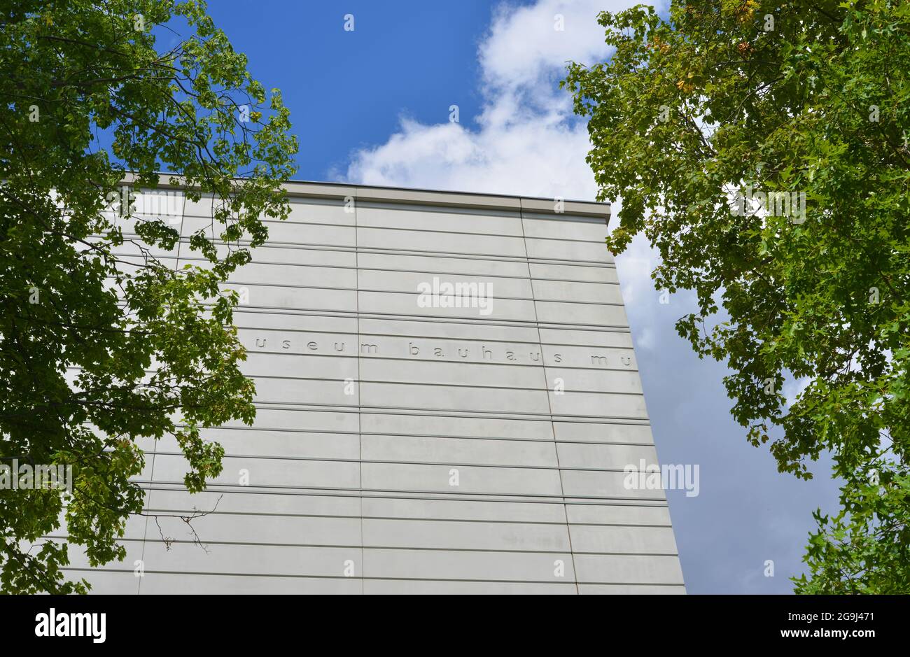 Weimar, Germany, Bauhaus Museum architecture inscription on the modern ...