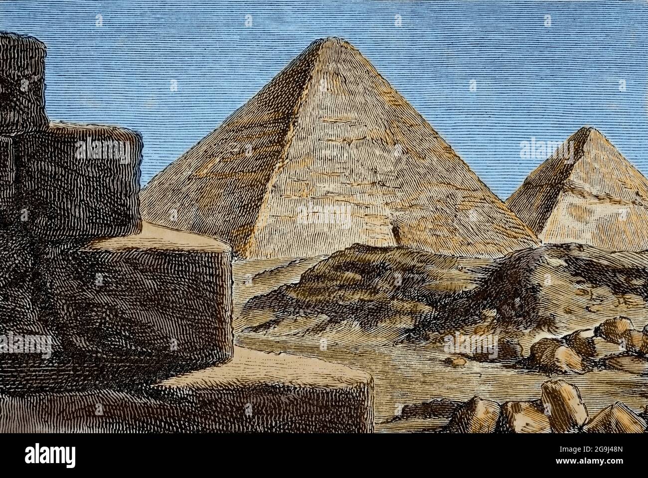 North of Africa. Ancient Egypt. Giza Pyramid complex. Old Kingdom of ...