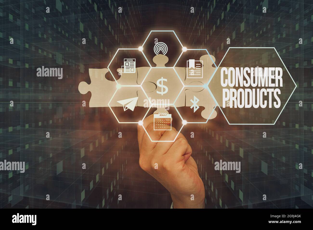 Conceptual caption Consumer Products. Word Written on goods bought for ...