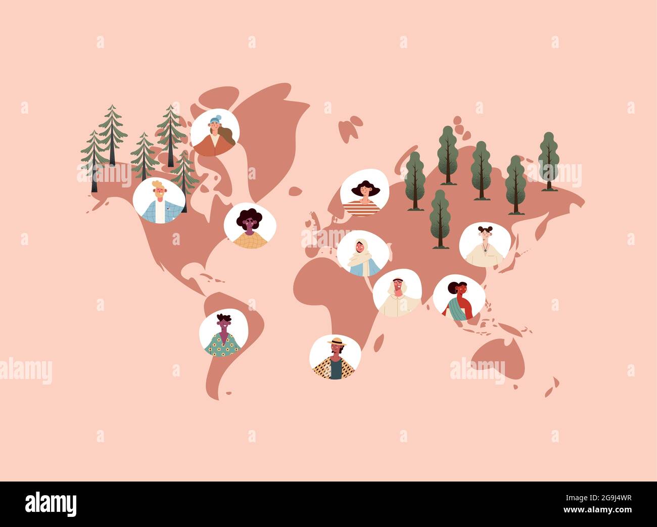 Ethnic culture people in world map Stock Vector Image & Art - Alamy