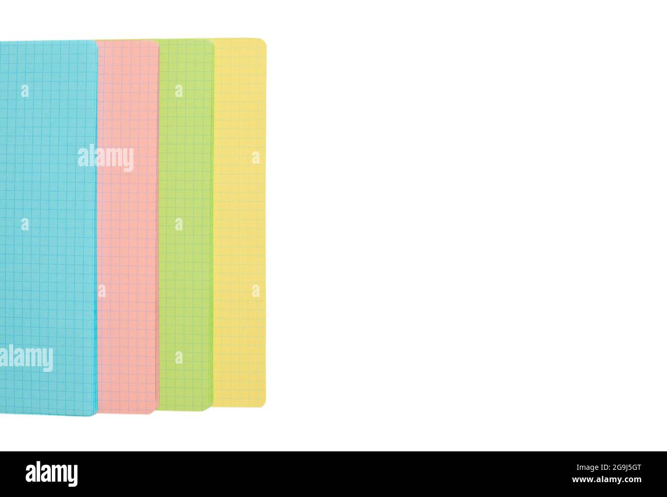 Colored checkered sheets isolated on a white background. Multicolored ...