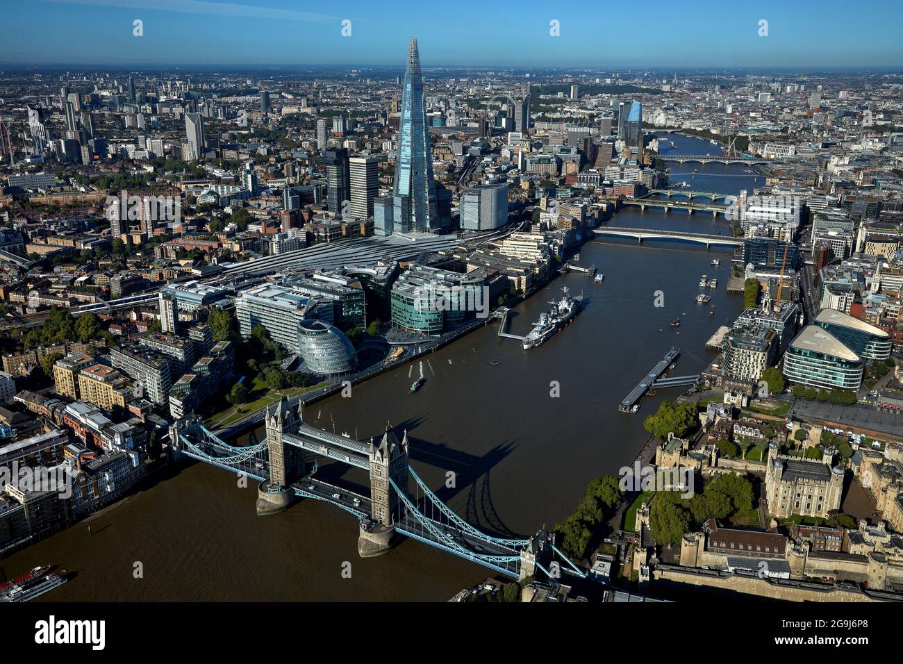 UK, London, Aerial view of cityscape and River Thames Stock Photo - Alamy