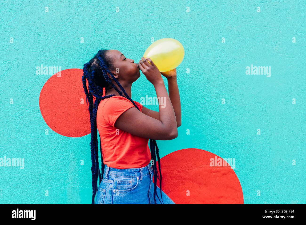 Years balloon blowing blue hi-res stock photography and images - Alamy