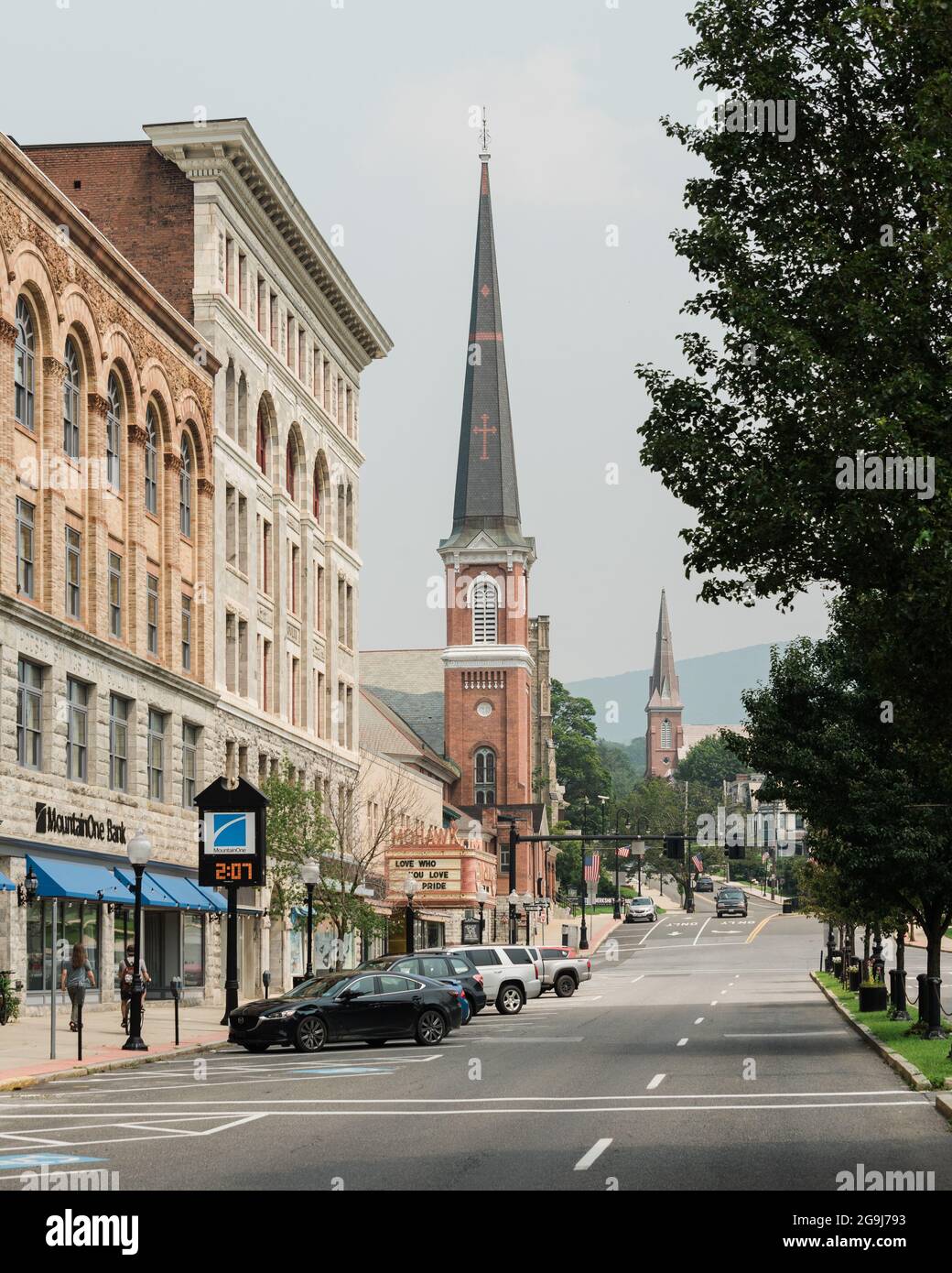 Buildings along Main Street, in downtown North Adams, Massachusetts ...