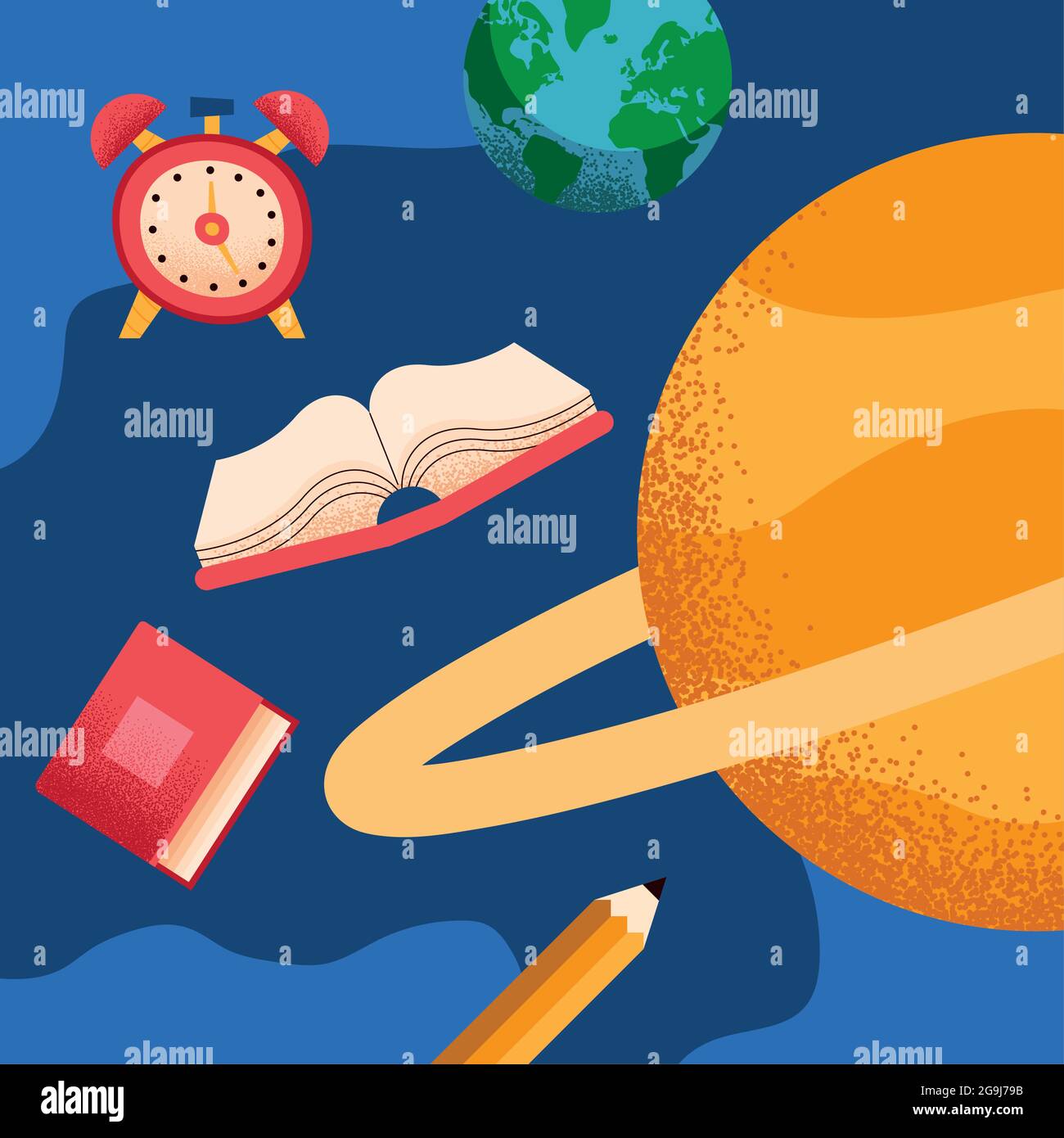 Planet clock in space Stock Vector Images - Alamy