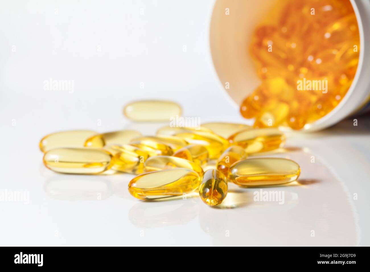 Omega 3 capsules from north Fish Oil on white background Stock Photo ...