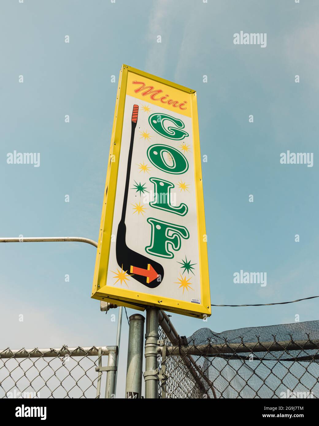 Mini golf sign, in Coney Island, Brooklyn, New York City Stock Photo ...