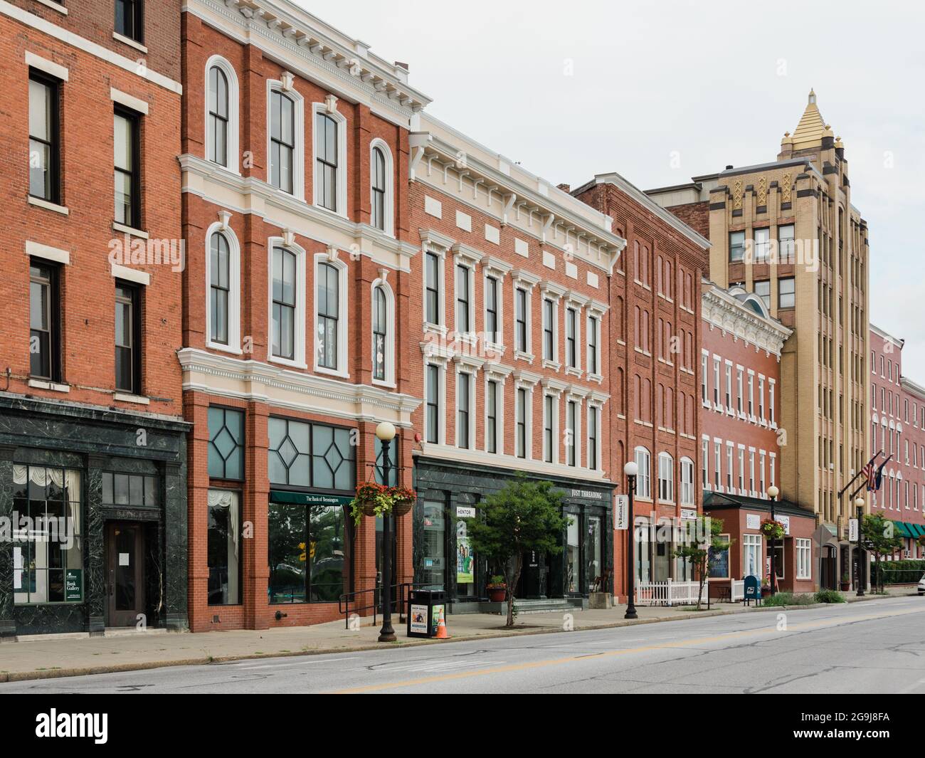 Brick buildings on Merchants Row, in downtown Rutland, Vermont Stock ...