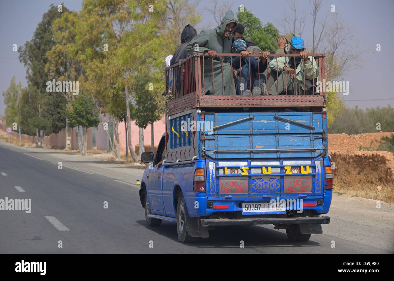 Very old Peugeot cars along the R 207, Chichaoua MA Stock Photo - Alamy