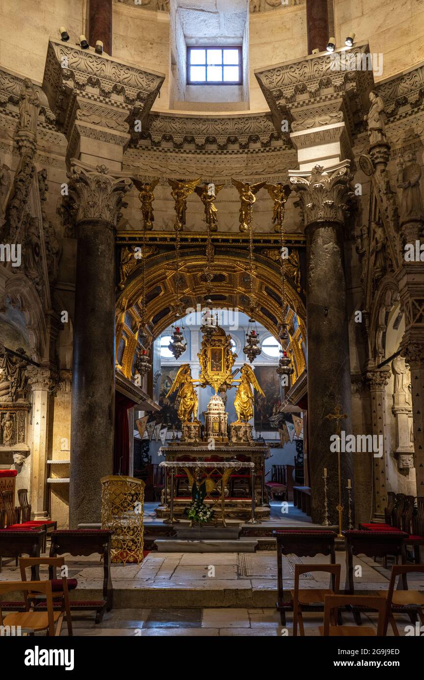 The interior of the ancient Cathedral of Saint Domnius in the ...