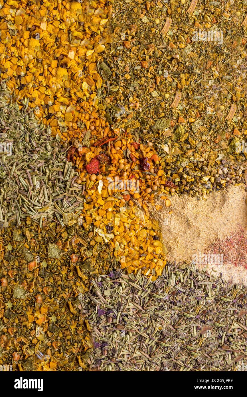 Set of aromatic fish spices. Seasonings for fish thyme, pepper ...