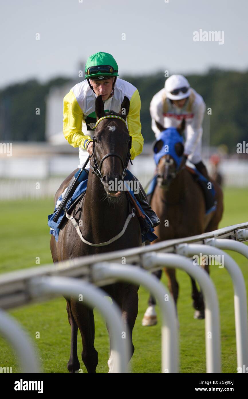 Jockey Sam James riding Lezadrieux before the start of a race at York ...