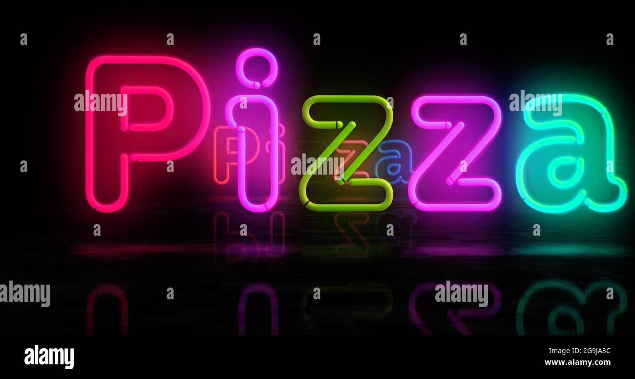 Pizza discount neon symbol. Street food and italian restaurant light ...