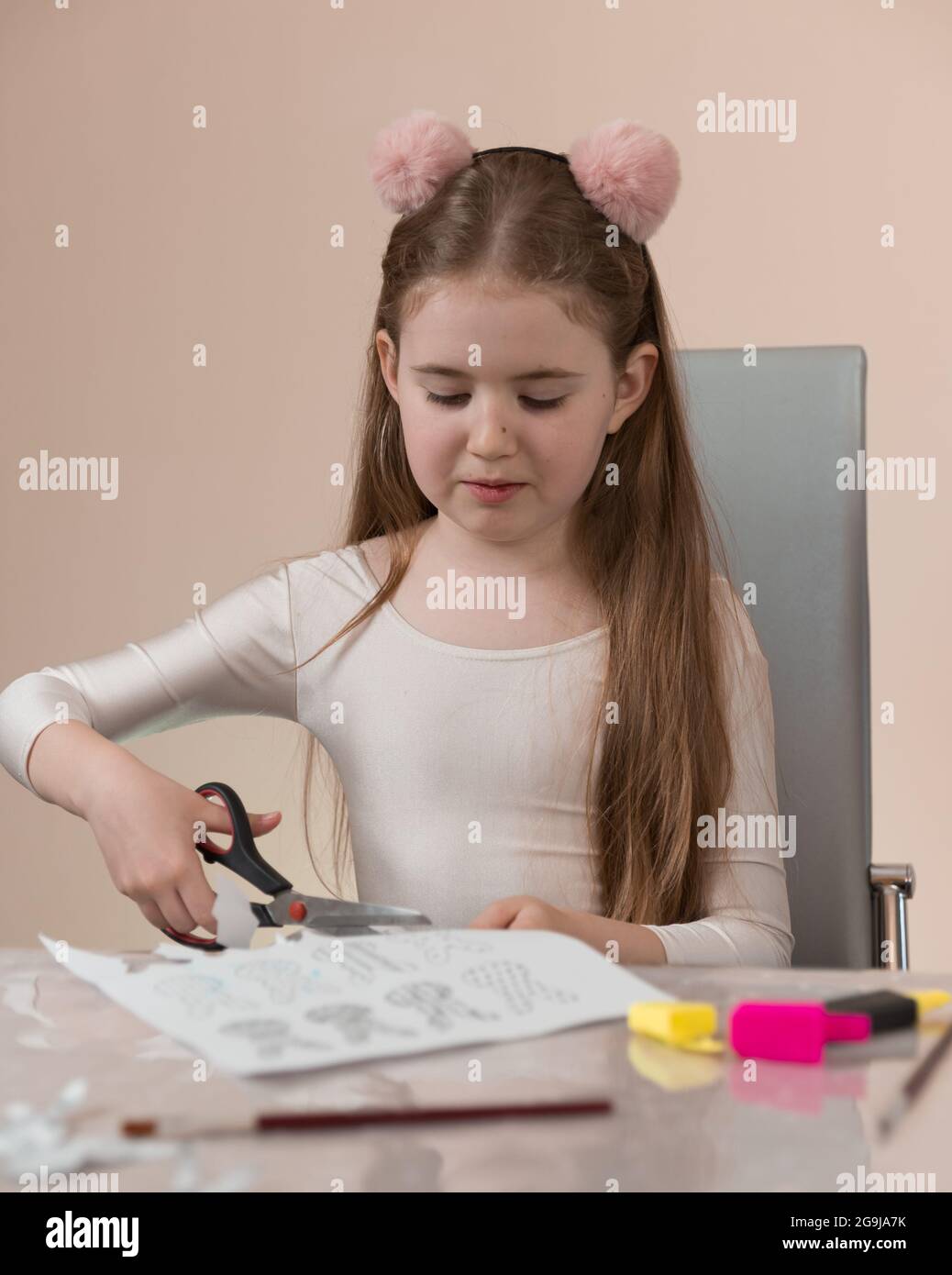 Child Cutting Out Scissors Paper High Resolution Stock Photography and ...