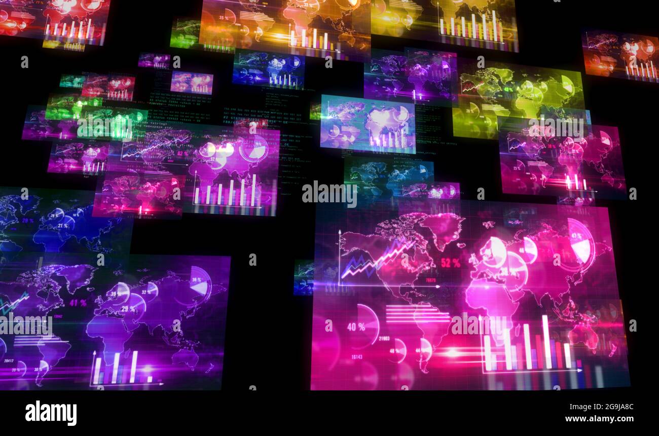 Chart and economic graph on computer screen. Business diagram, finance ...