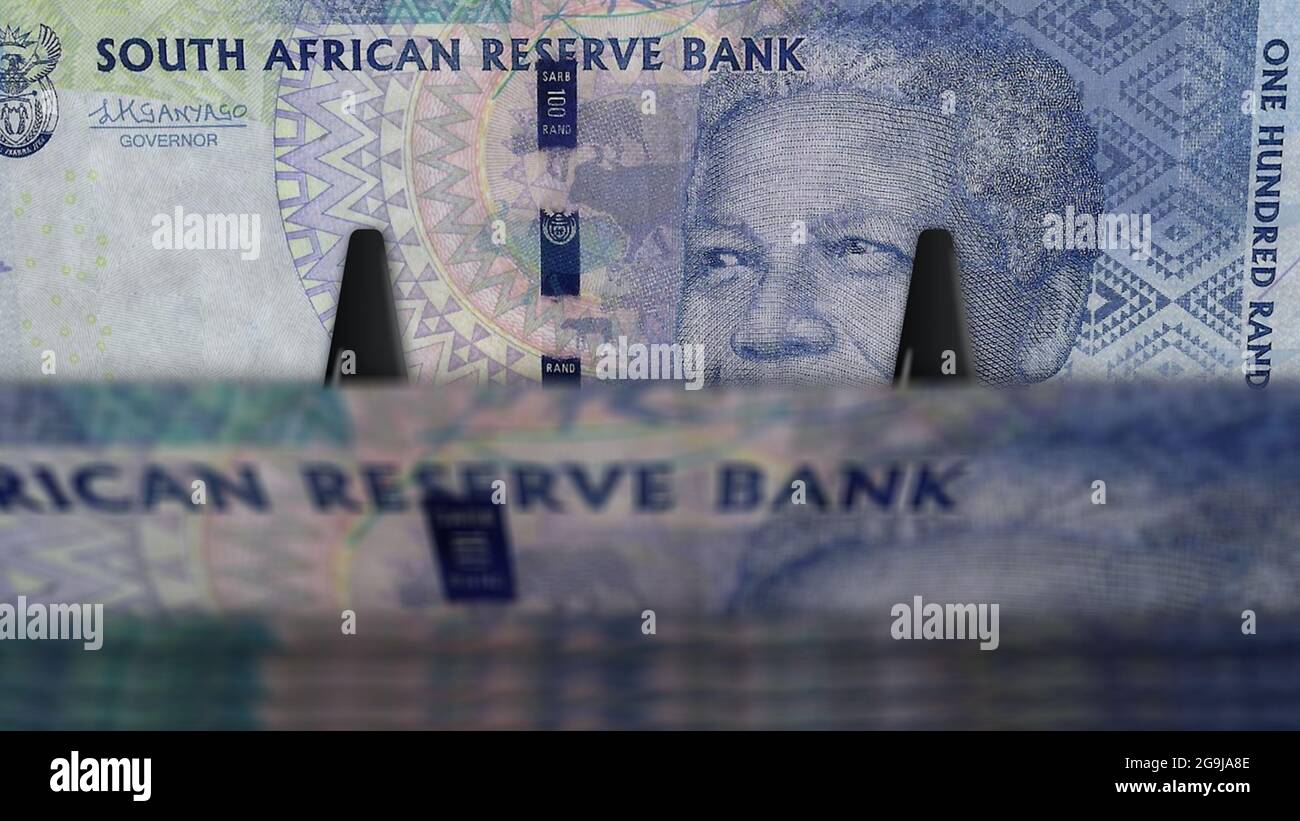 South Africa Rand money pack 3d illustration. ZAR banknote bundle ...