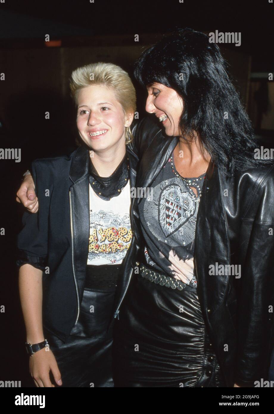WEST HOLLYWOOD,CA - MAY 1: Cher and Chastity Bono on May 1, 1983 dine ...