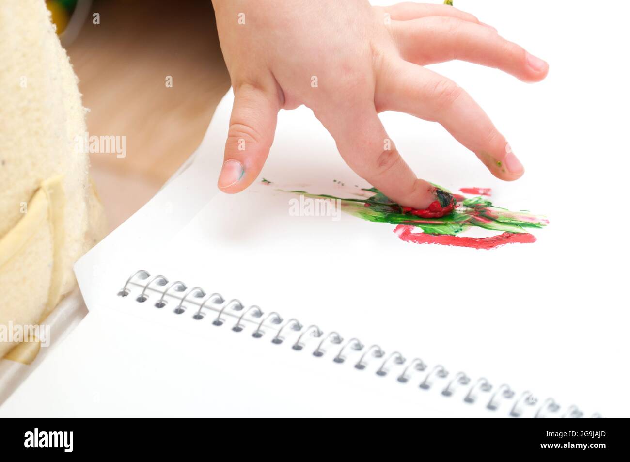 colorful finger paints over white background Stock Photo - Alamy