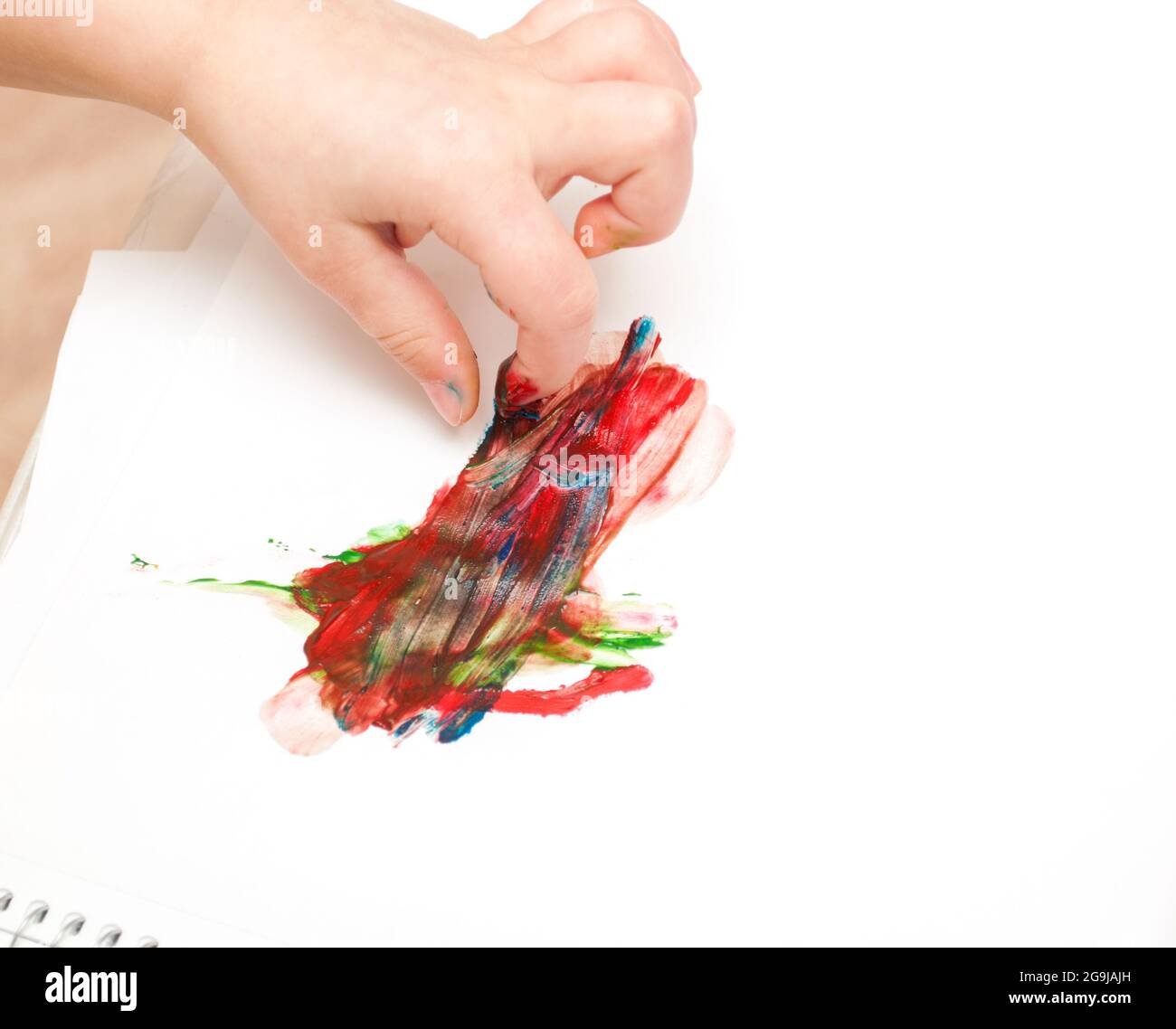colorful finger paints over white background Stock Photo - Alamy