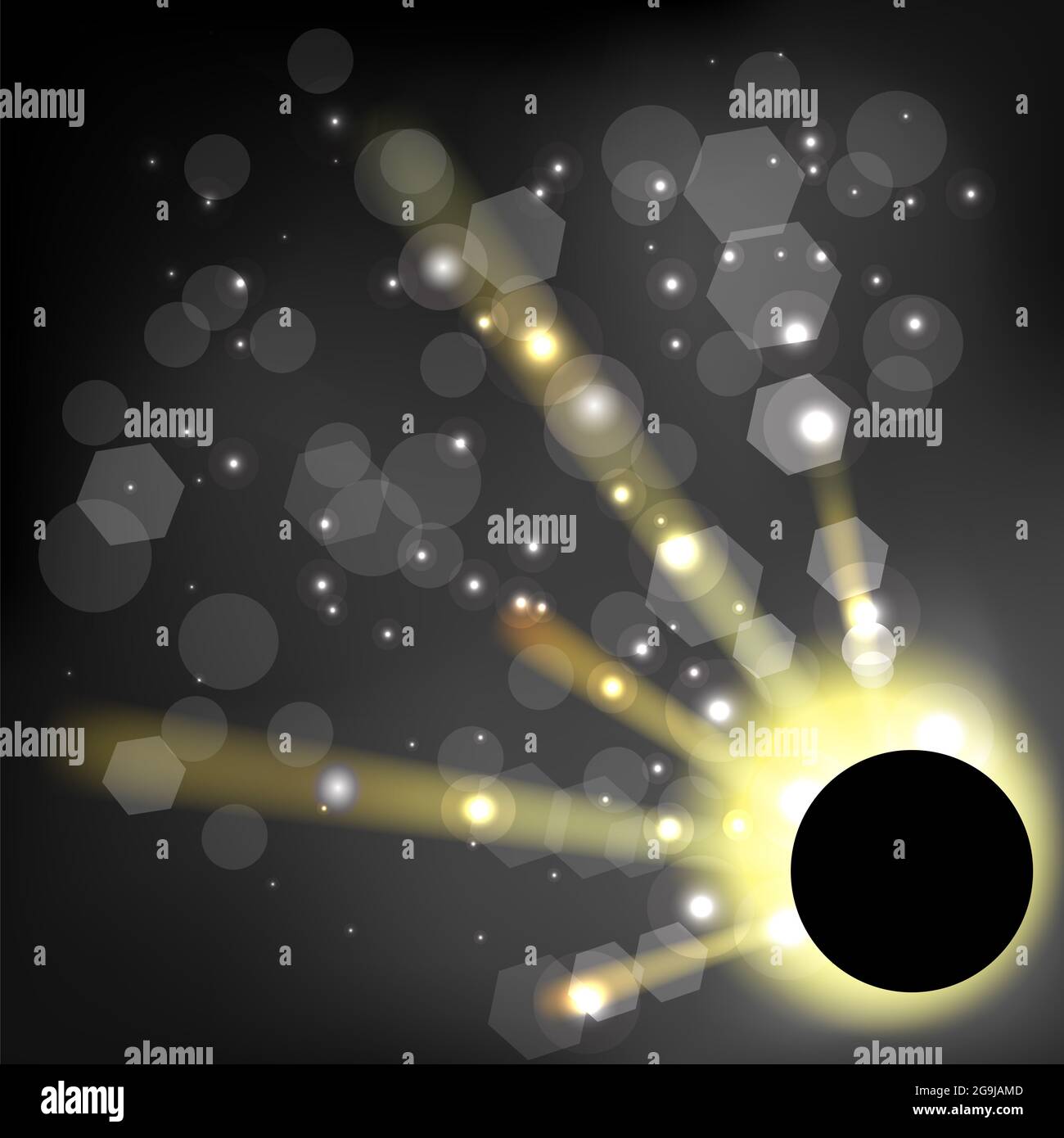 Total Solar Eclipse on Black Background. Abstract Light Effect. Space ...