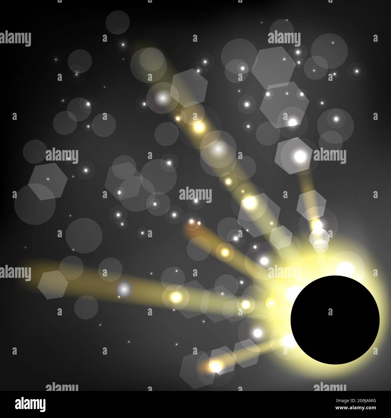 Total Solar Eclipse on Black Background. Abstract Light Effect. Space ...