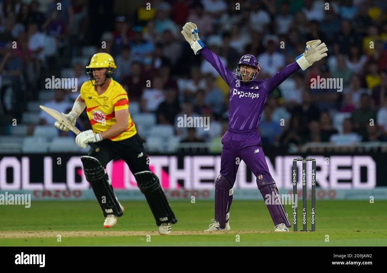 Northern Superchargers' John Simpson celebrates after Trent Rockets ...