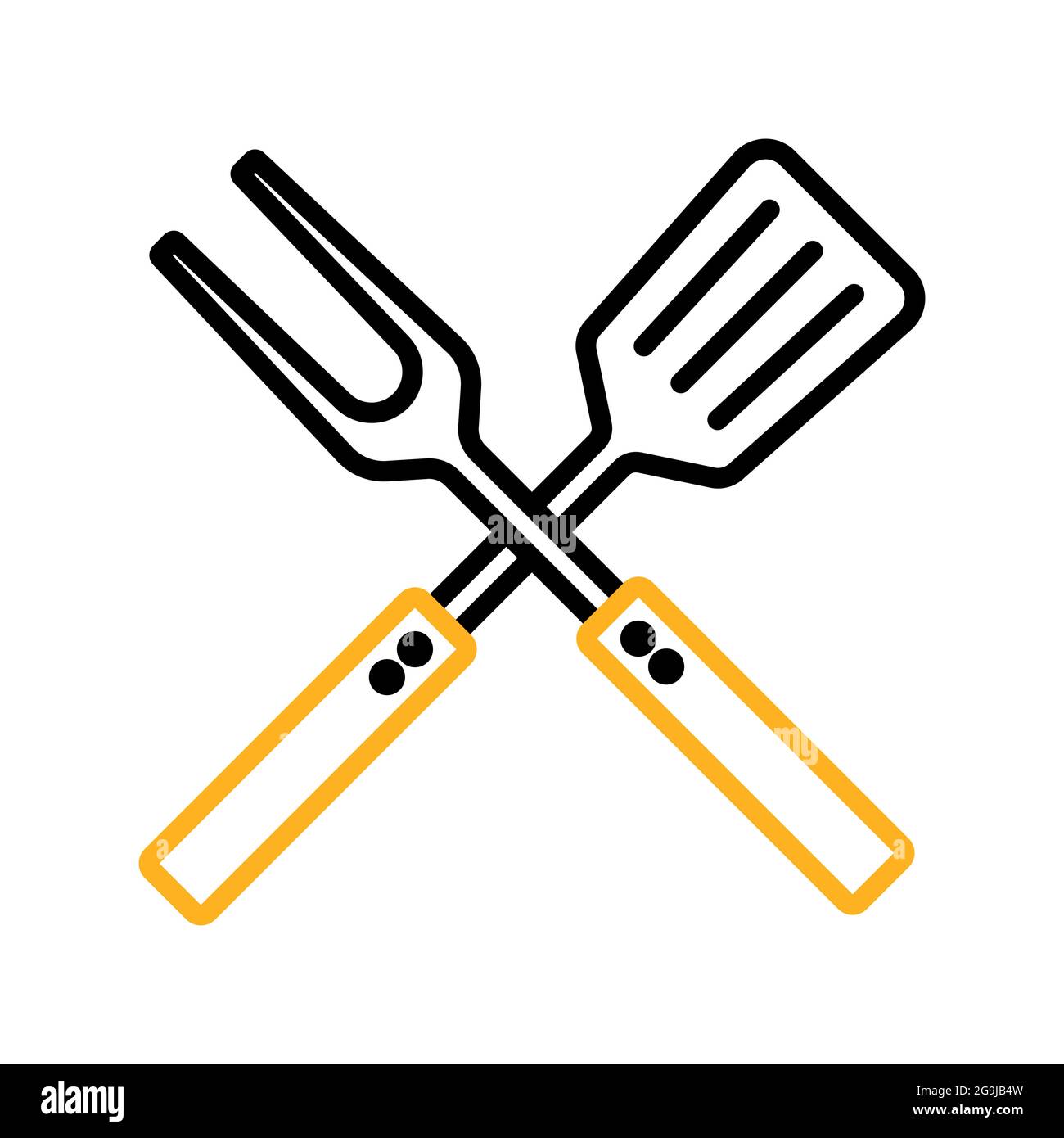 Big fork and spatula vector icon. Kitchen appliance. Graph symbol for ...