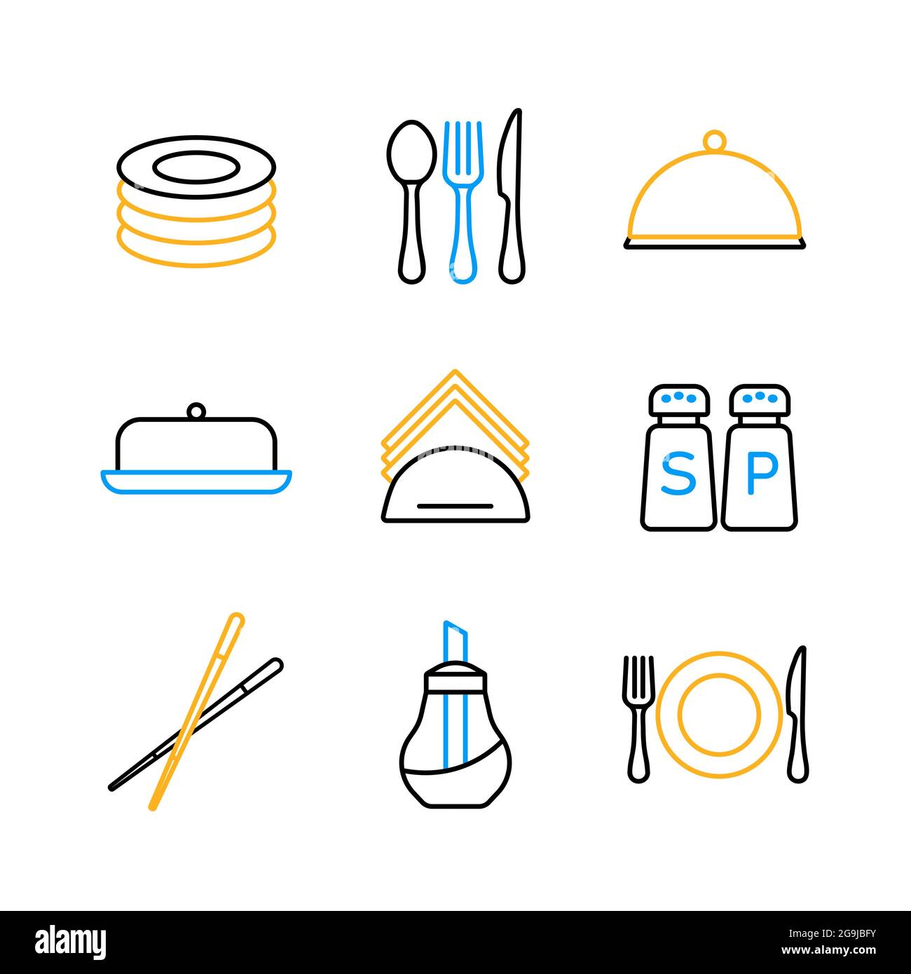 Restaurant vector icon set. Serving food sign. Graph symbol for cooking ...