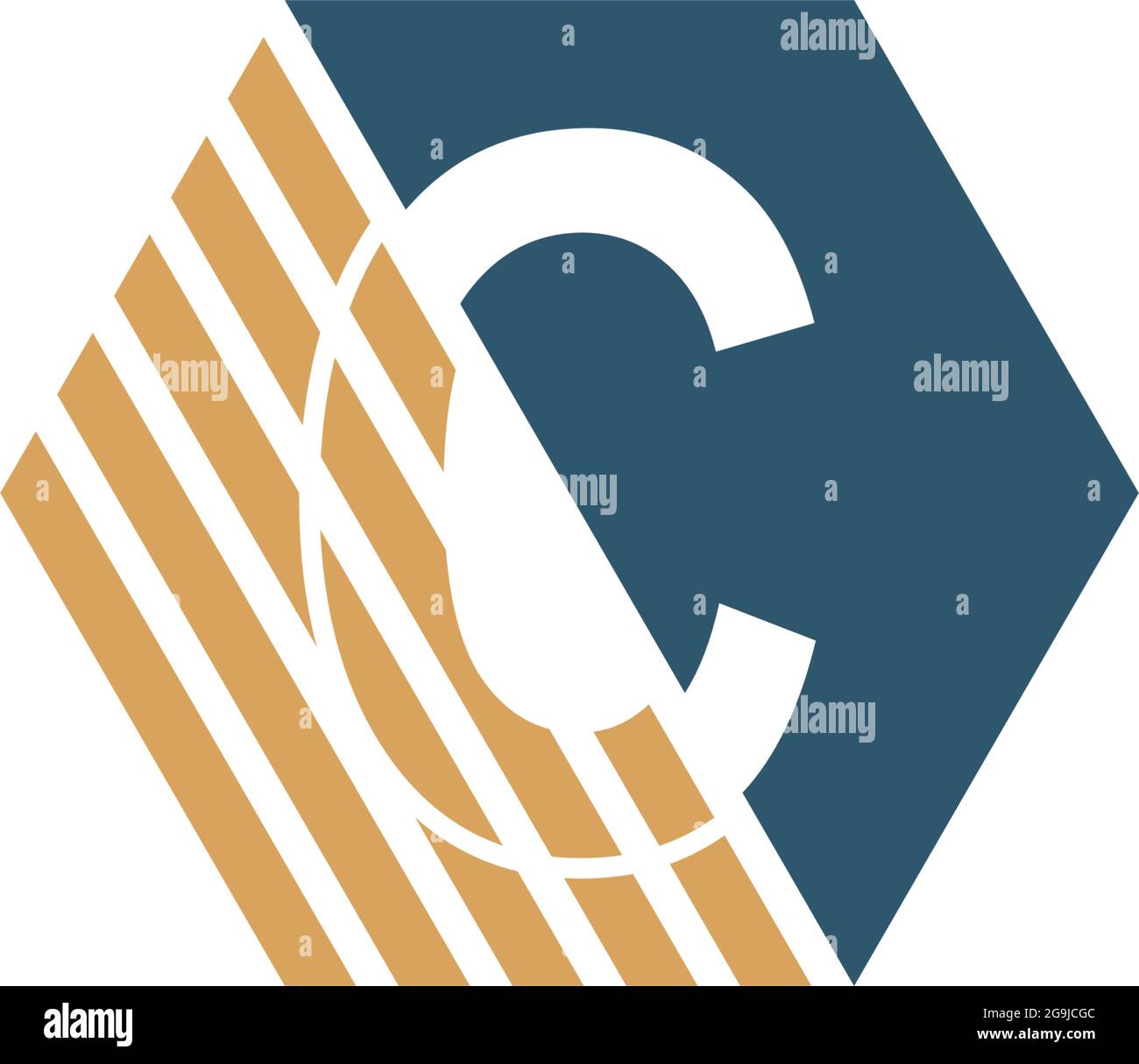 Letter C behind the hexagon with strip design vector Stock Vector Image ...