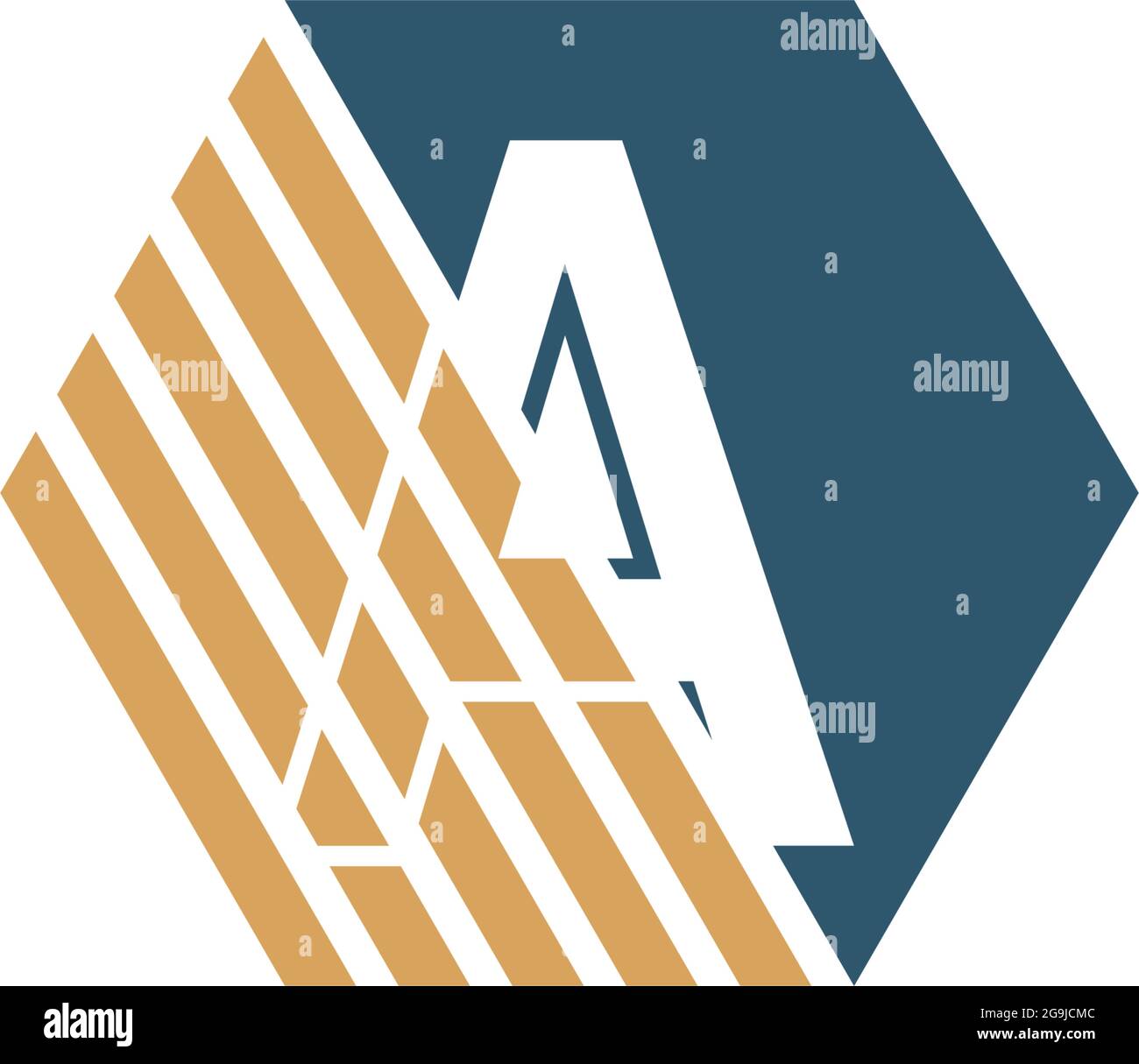 Letter A behind the hexagon with strip design vector Stock Vector Image ...