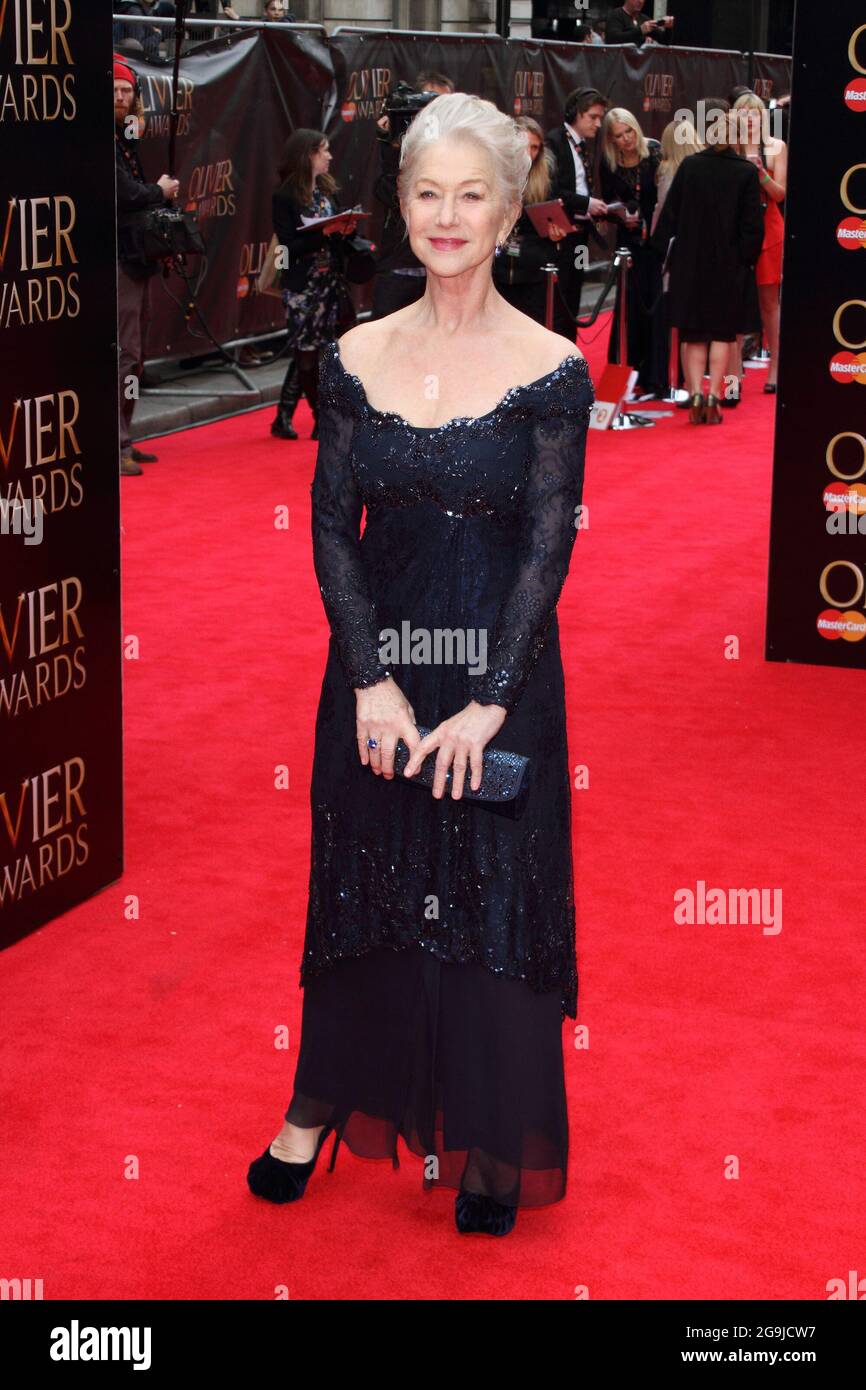 London, UK. Dame Helen Mirren at The Olivier Awards 2013 at the Royal ...