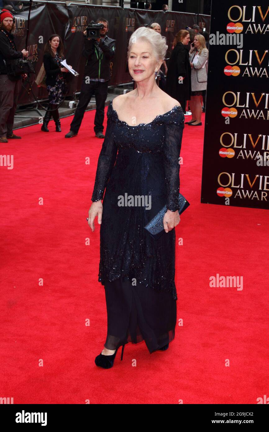 London, UK. Dame Helen Mirren at The Olivier Awards 2013 at the Royal ...