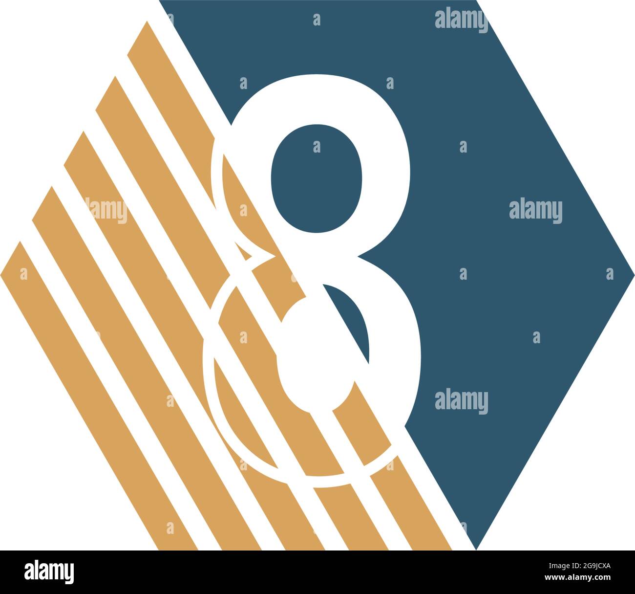 Number 8 behind the hexagon with strip design vector Stock Vector Image ...