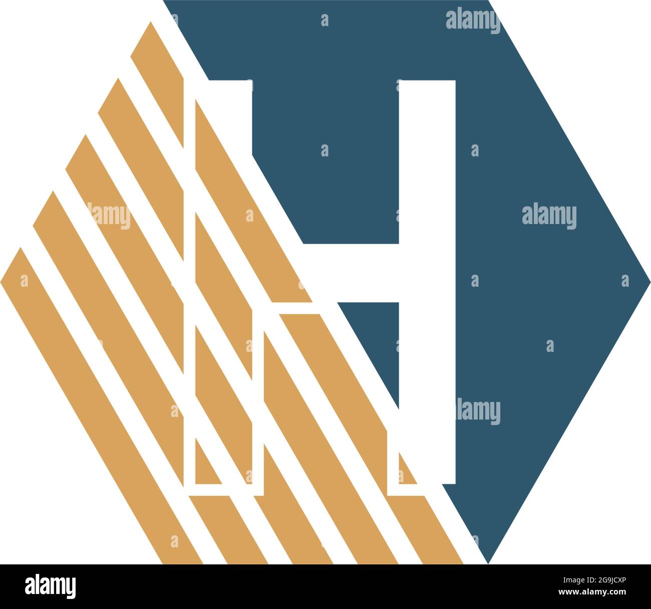 Letter H behind the hexagon with strip design vector Stock Vector Image ...